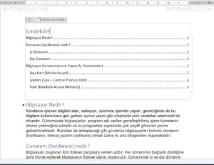 Microsoft Word’de İçindekiler Tablosu Oluşturma – My To World